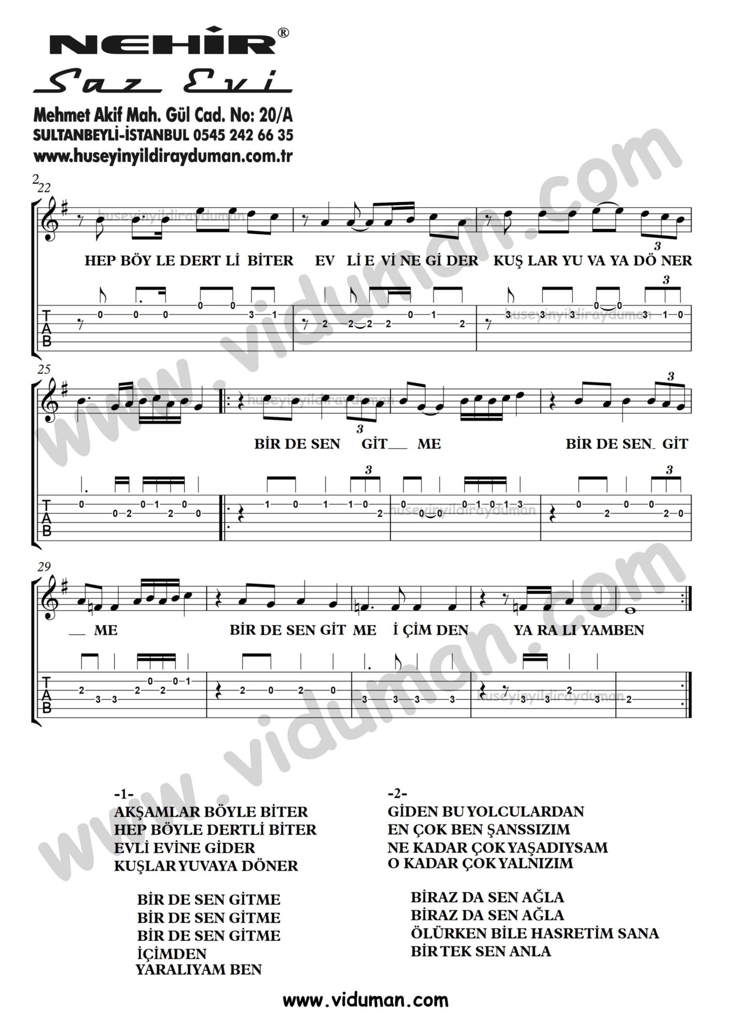 Bir De Sen Gitme – Ahmet Kaya-Gitar Tab-Solo Notaları – Hüseyin ... Bir De Sen Gitme – Ahmet Kaya-Gitar Tab-Solo Notaları – Hüseyin ...